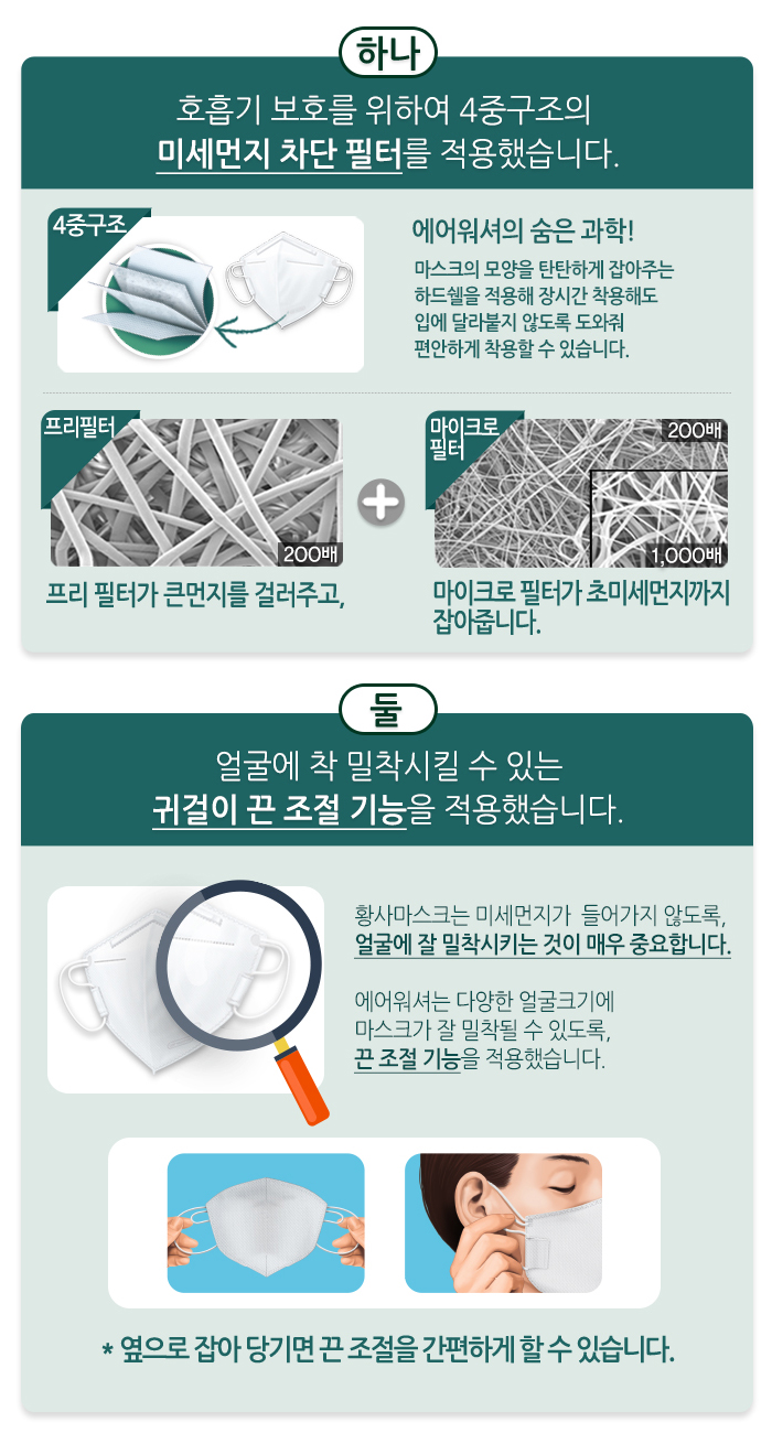 [LG] 에어워셔 데일리케어 쉴드 미세먼지 황사마스크 대형 KF80 1매상품상세_동원몰